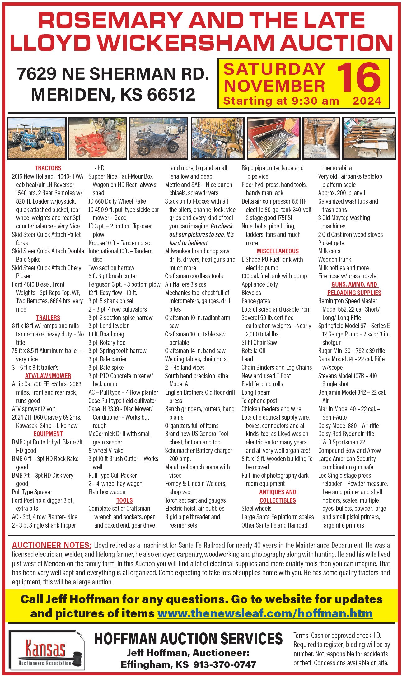 Hoffman Auction Services Jeff Hoffman Auctioneer Effingham Kansas